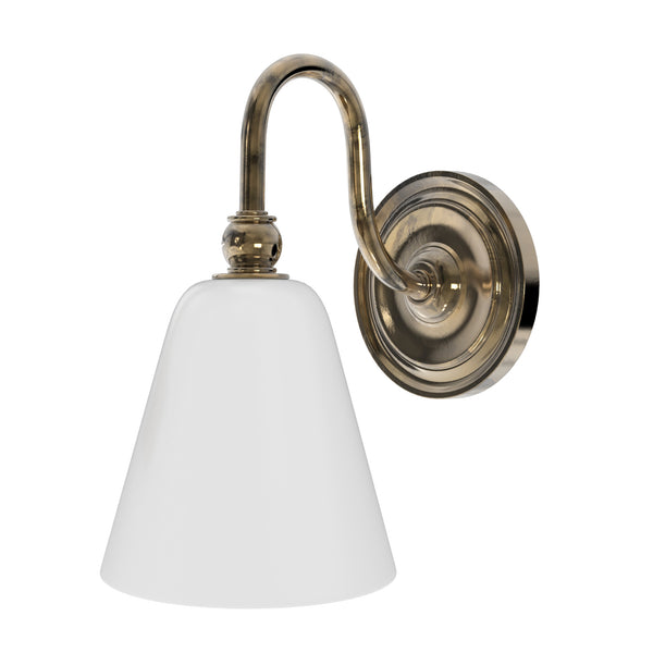 Stuart Sconce - White Glass Shade – Ann-Morris Inc