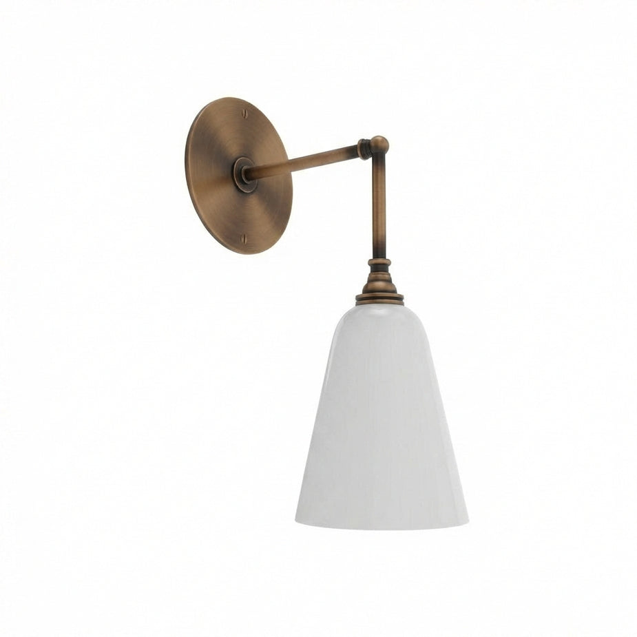 Petite Sconce with Mini White Shade - Round Backplate – Ann-Morris Inc