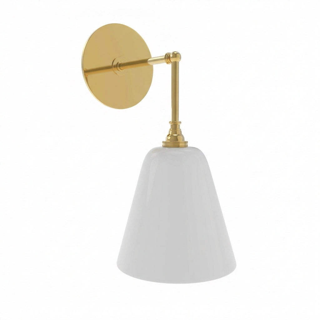 Petite Sconce with White Glass - Round Backplate – Ann-Morris Inc